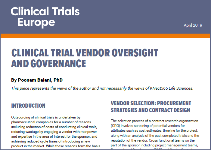 Clinical Trial Vendor Oversight and Governance - WHITEPAPER